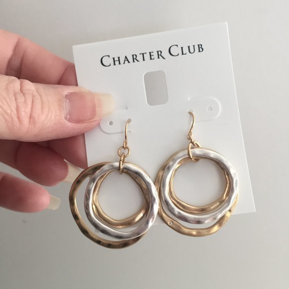 Charter Club | Jewelry | Charter Club Hammered Hoop Earrings | Poshmark